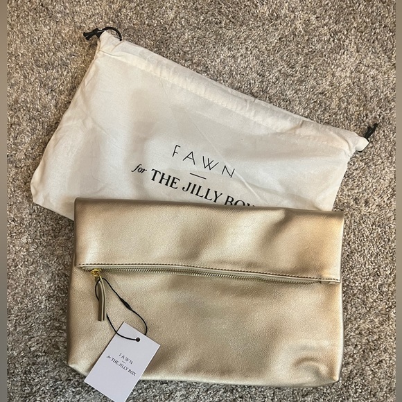Bags | Fawn For The Jilly Box Gold Clutch Brand New | Poshmark